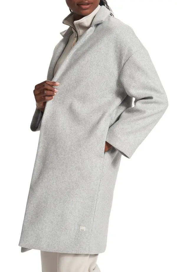 Vuori Soho Oversize Open Front Melton Overcoat - Light Heather